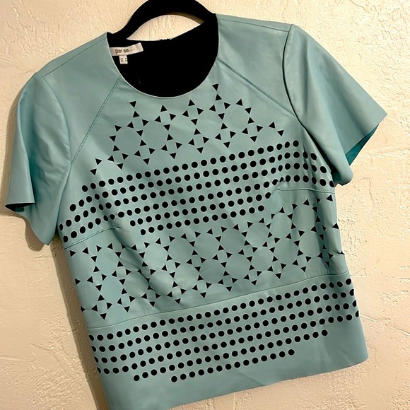 Carlisle | Tops | Per Se Carlisle Leather Top | Poshmark